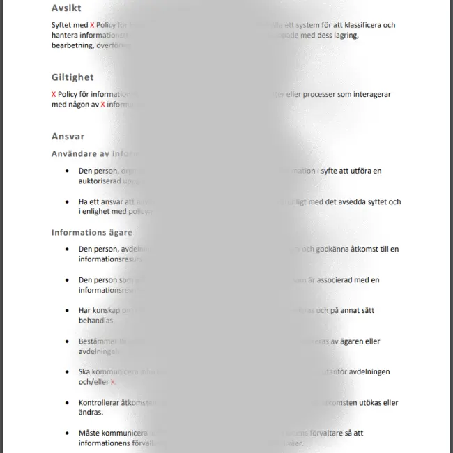 Template Information Classification Policy Scab Security