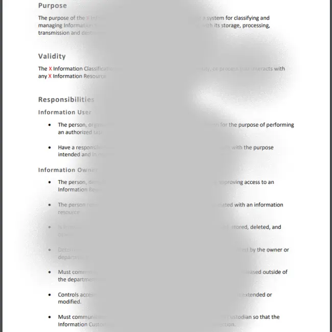 Template Information Classification Policy Scab Security